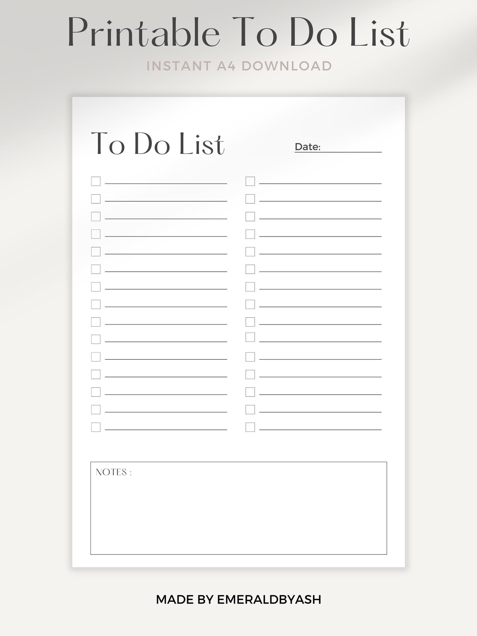 Minimalist Printable Instant Download to Do List Template | A4 Size PDF ...