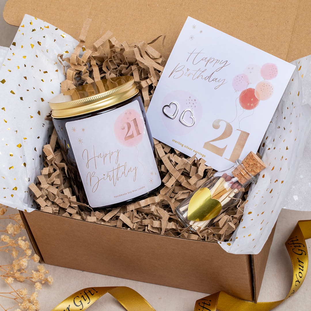 21st Birthday Gift Box: Happy Birthday Scented Candle, Sterling Silver ...