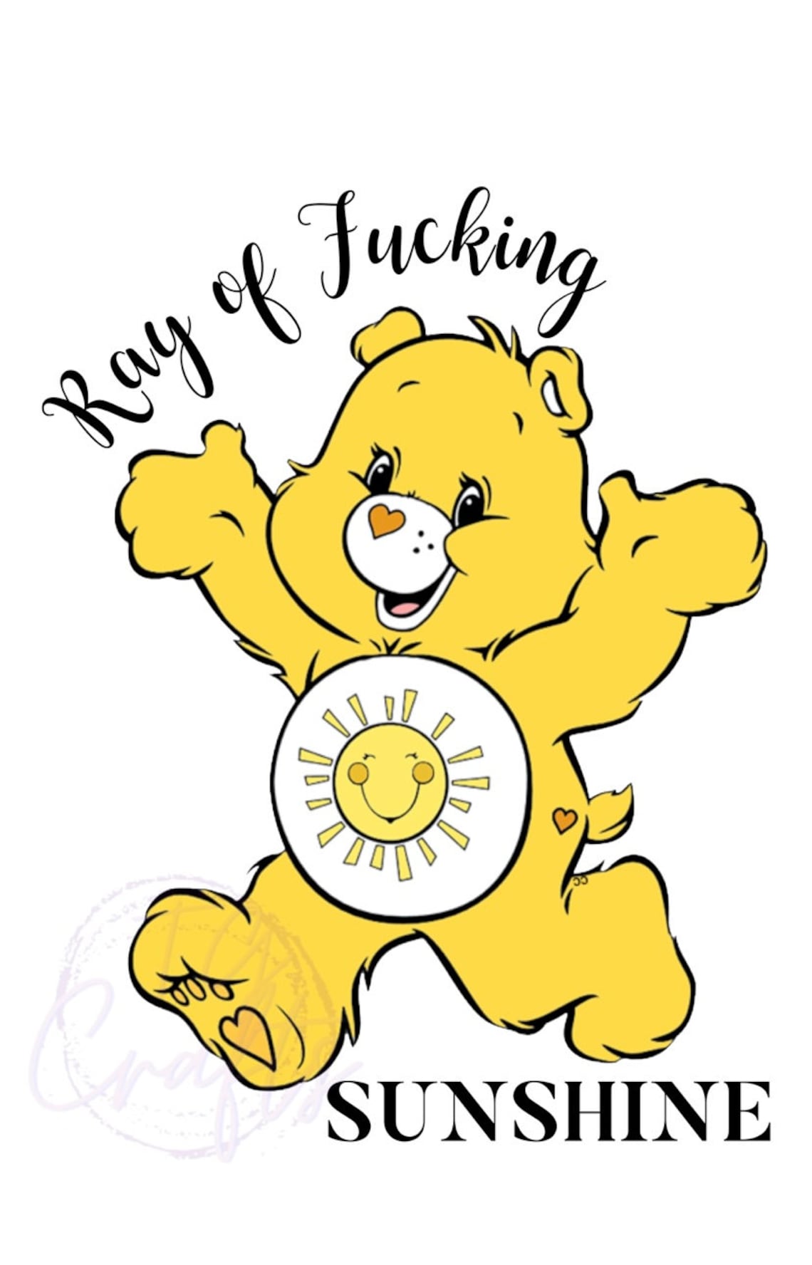 READY TO PRESS Sublimation Print- Care Bear Ray of Fucking Sunshine - Etsy