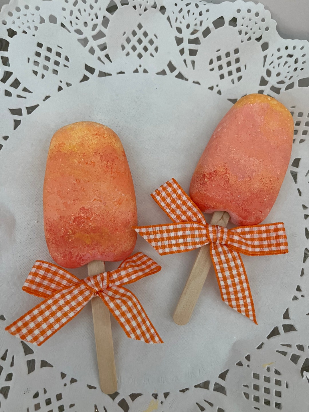 Faux Peach Popsicle, Fake Peach Popsicle, Tiered Tray Decor, Faux ...