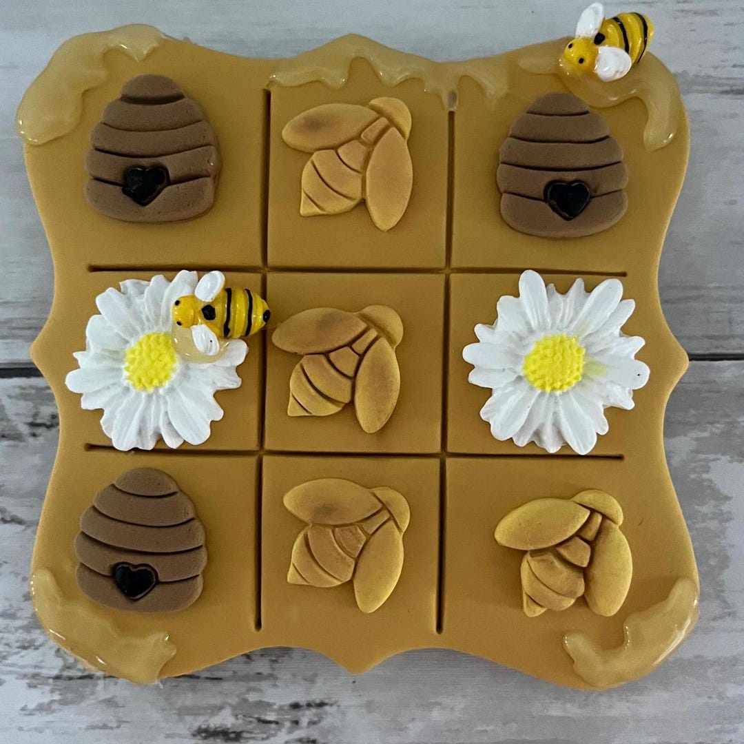 Fake Bee Honey Tic Tac Toe Board, Faux Bee Tic Tac Toe Board, Fake Bake ...
