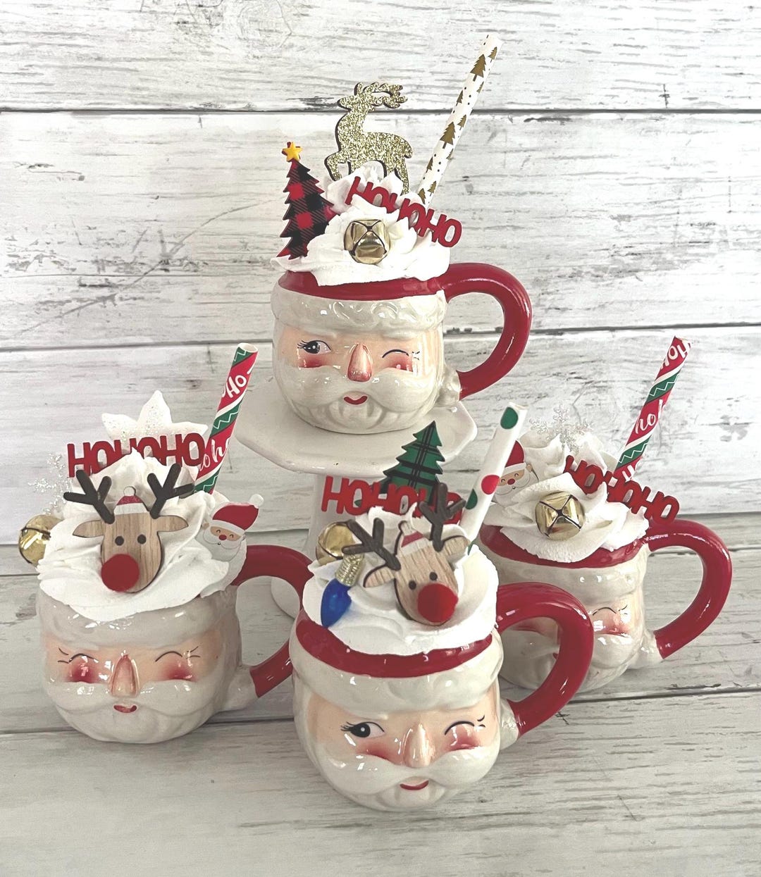 Faux Christmas Mug Topper: Santa & Reindeer Mini Mugs - Etsy