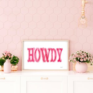 Print | Hot Pink Howdy Watercolor Print | Western Decor | Southern ...