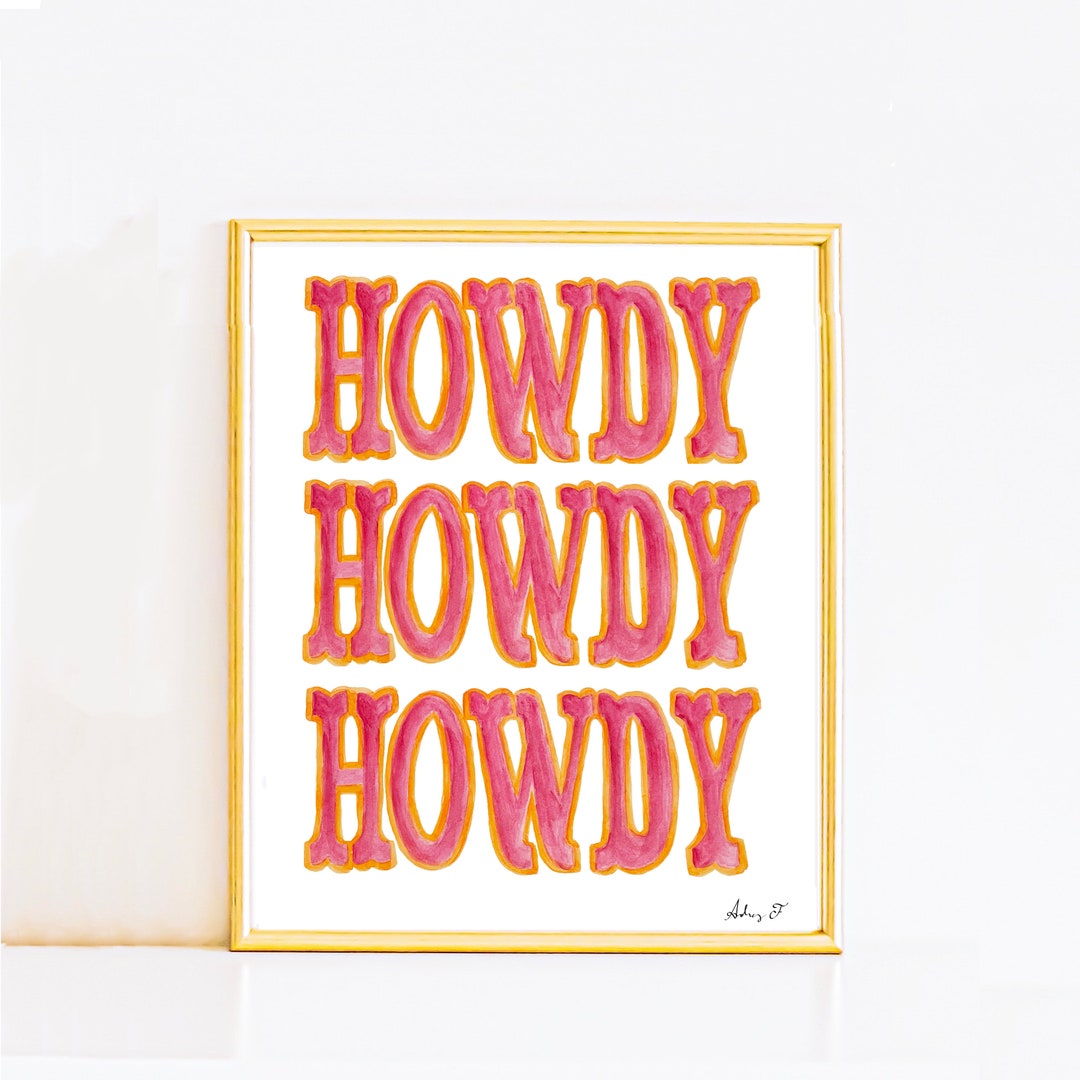 Print | Triple Hot Pink Howdy | Western Watercolor Painting | Southern ...