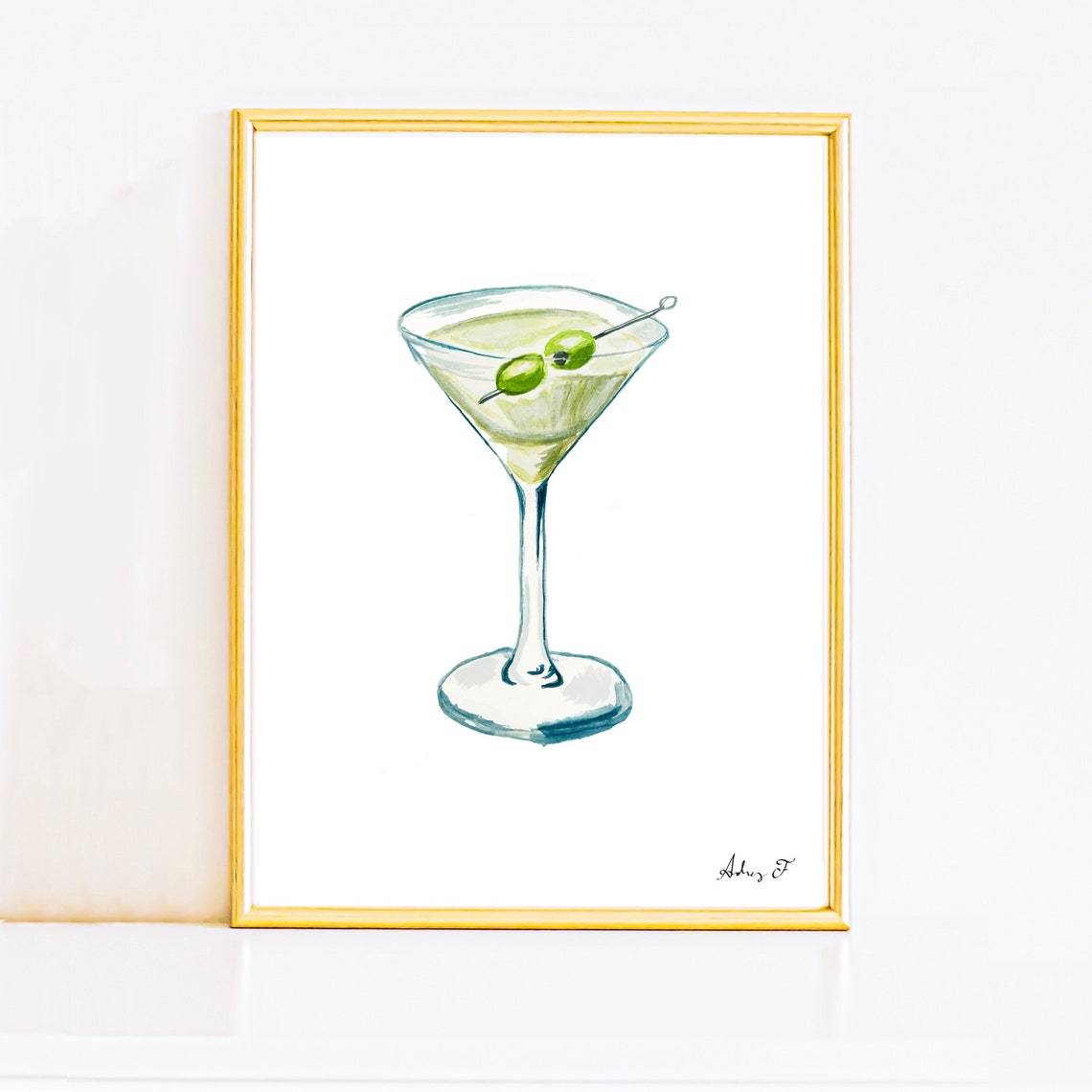 Print Watercolor Martini Glass Painting Bar Car Art - Etsy