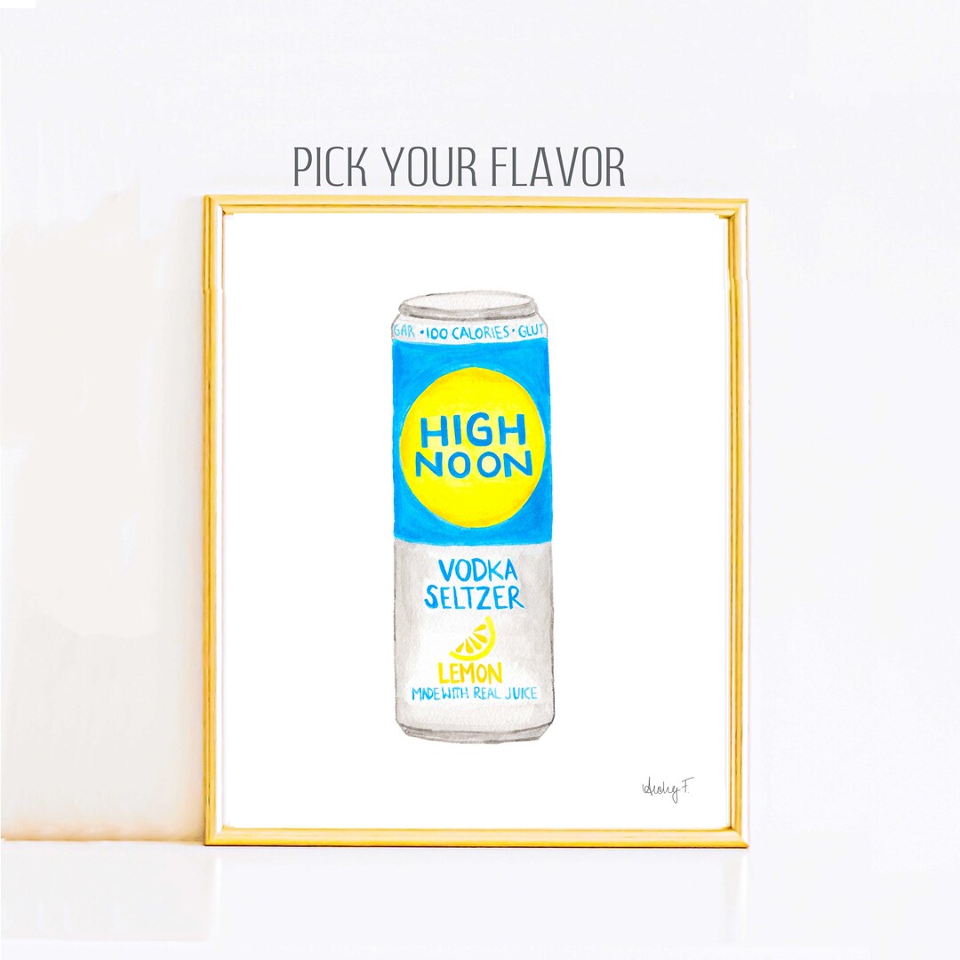 Print High Noon Vodka Seltzer Watercolor pick Your Flavor Bar Cart ...