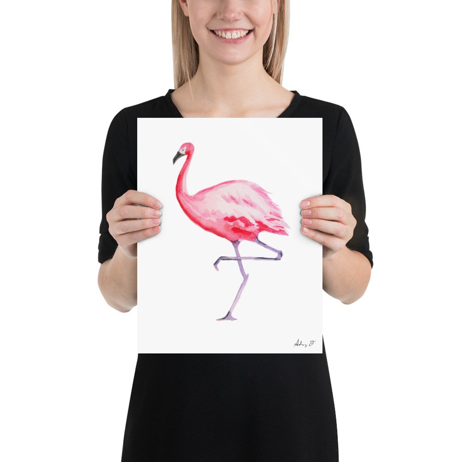 Print | Hot Pink Watercolor Flamingo | Tropical Decor | Various Sizes ...