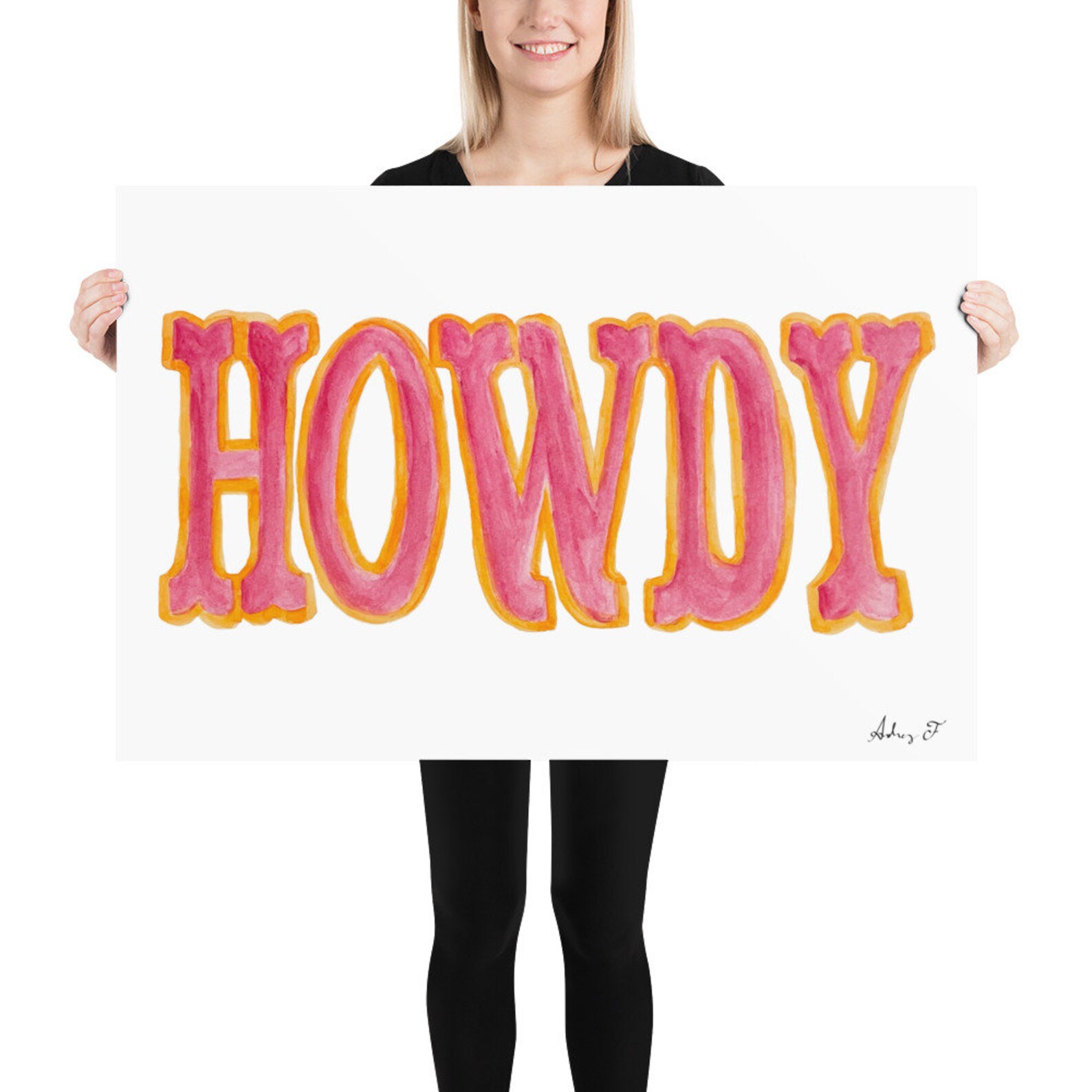 Print Hot Pink Howdy Western Watercolor Painting Rustic - Etsy