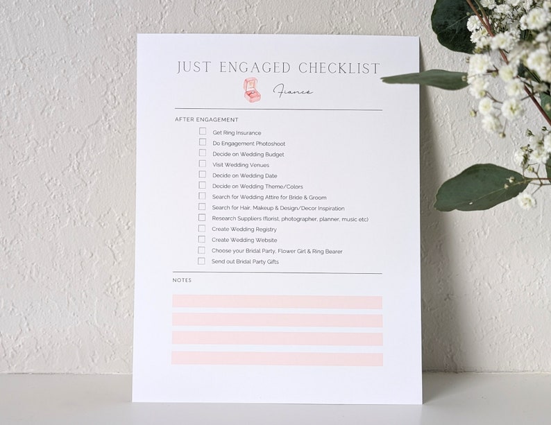 Just Engaged Checklist Engagement Era Gift Fiance Guide Wedding ...