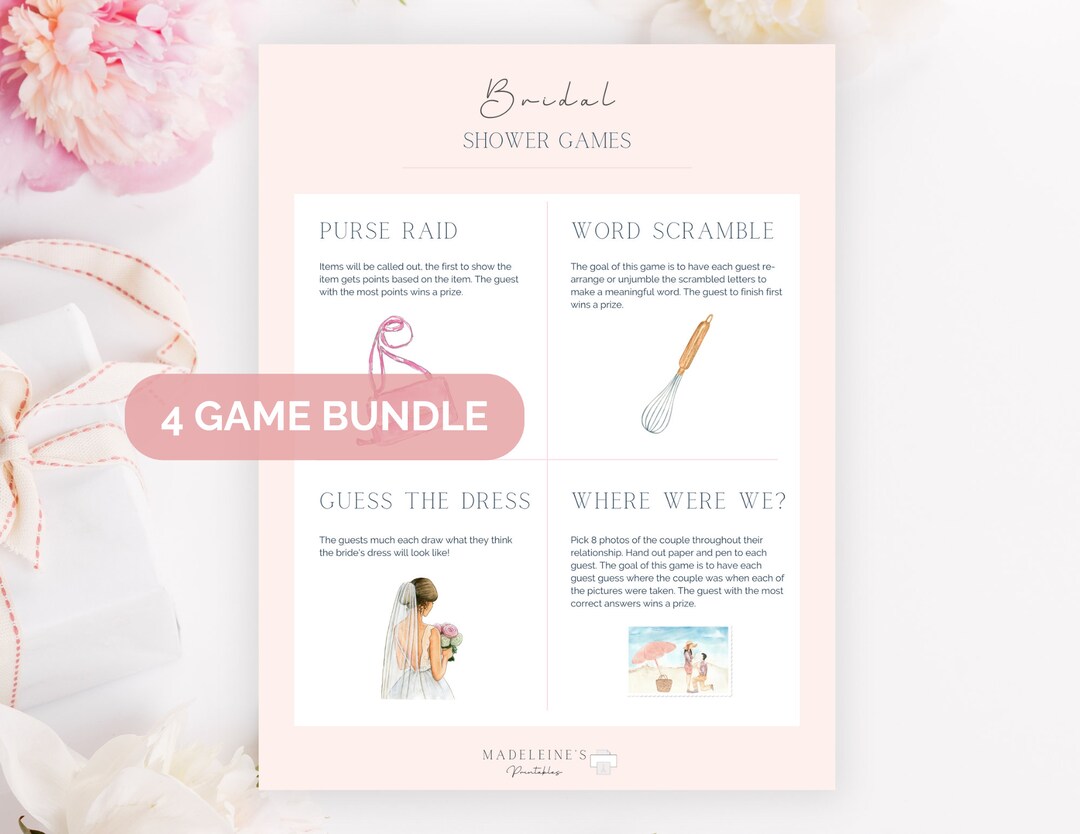 Bridal Shower Game Bundle Purse Raid Bride Guess the Dress Where Were ...