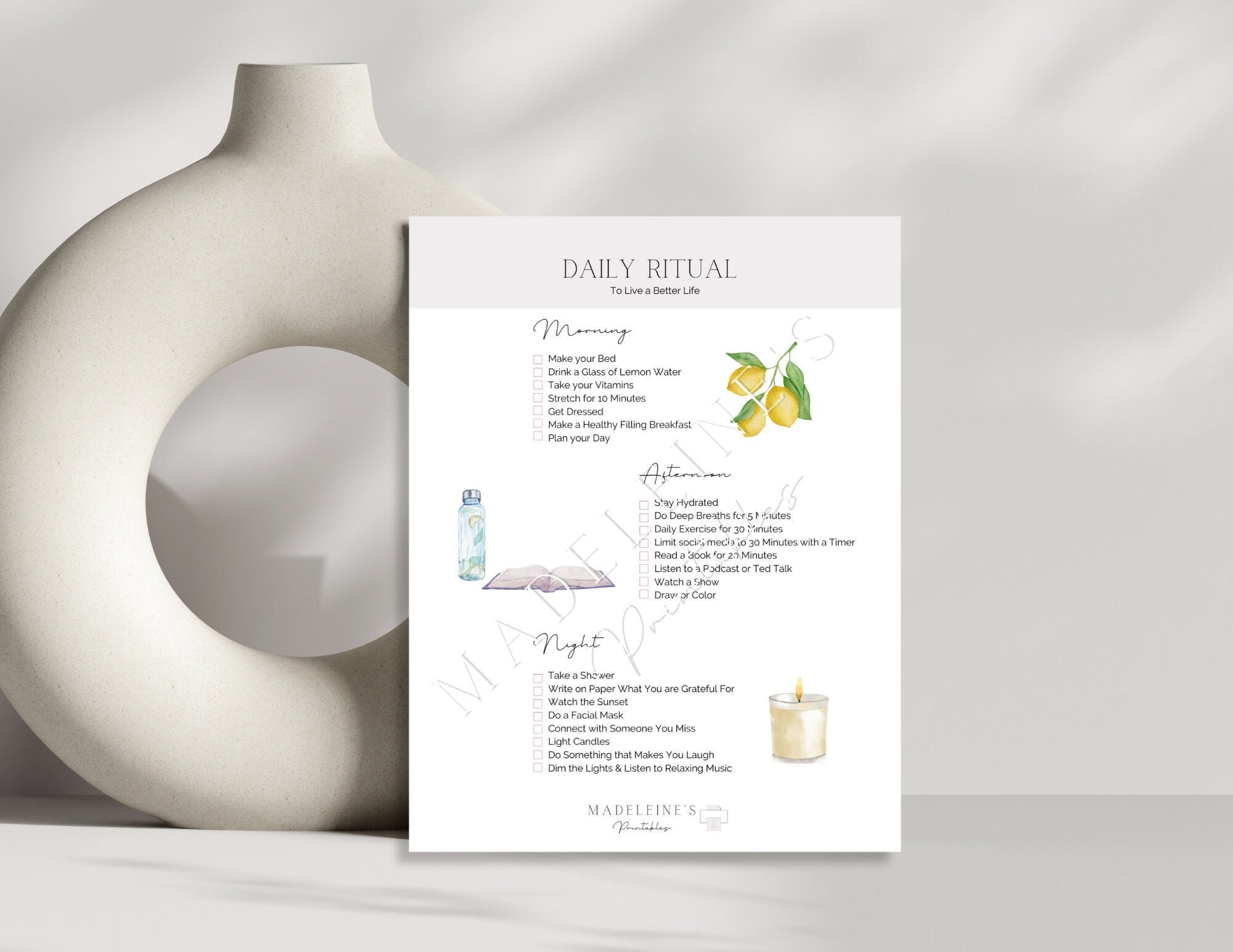 Daily Ritual Daily Routine Checklist Printable Ritual for Adult Self ...