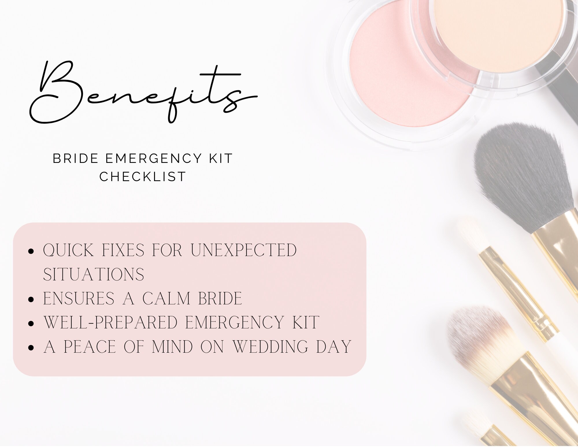 Bride Emergency Kit Checklist Maid of Honor Duties Wedding Day ...