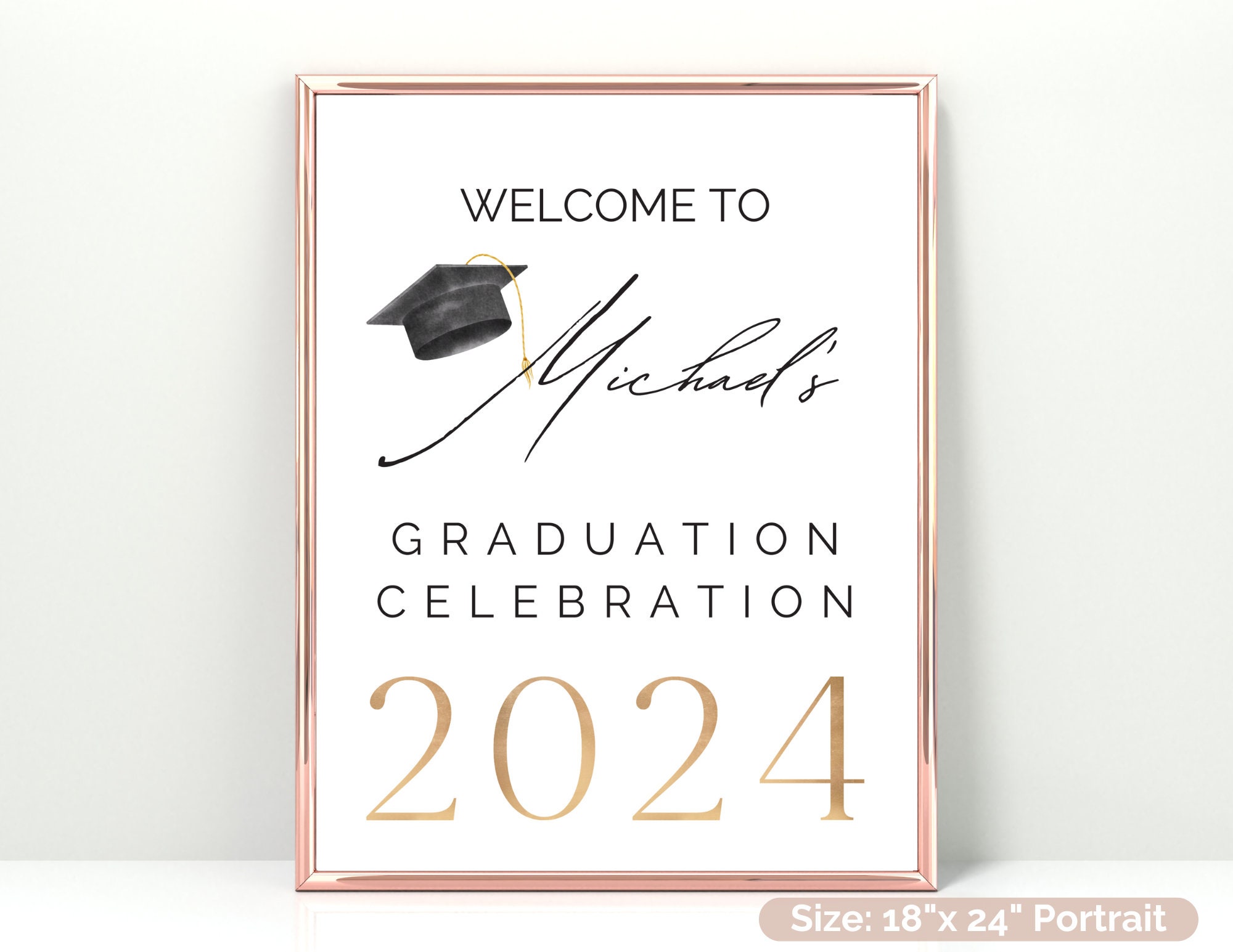 Graduation Welcome Sign Custom Name Grad Party Sign 2024 High School ...