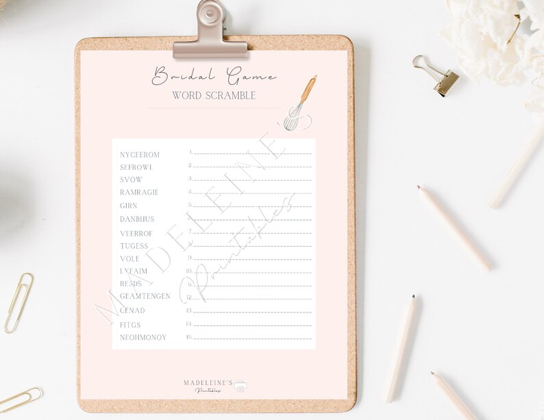 Word Scramble Bridal Shower Game Find The Word Game Fun Party Activity