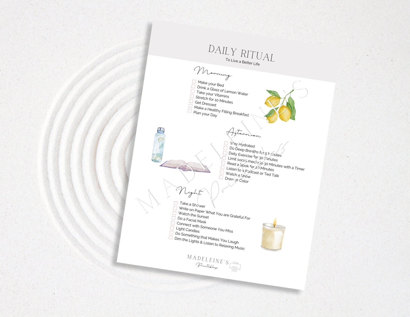 Daily Ritual Daily Routine Checklist Printable Ritual for Adult Self ...
