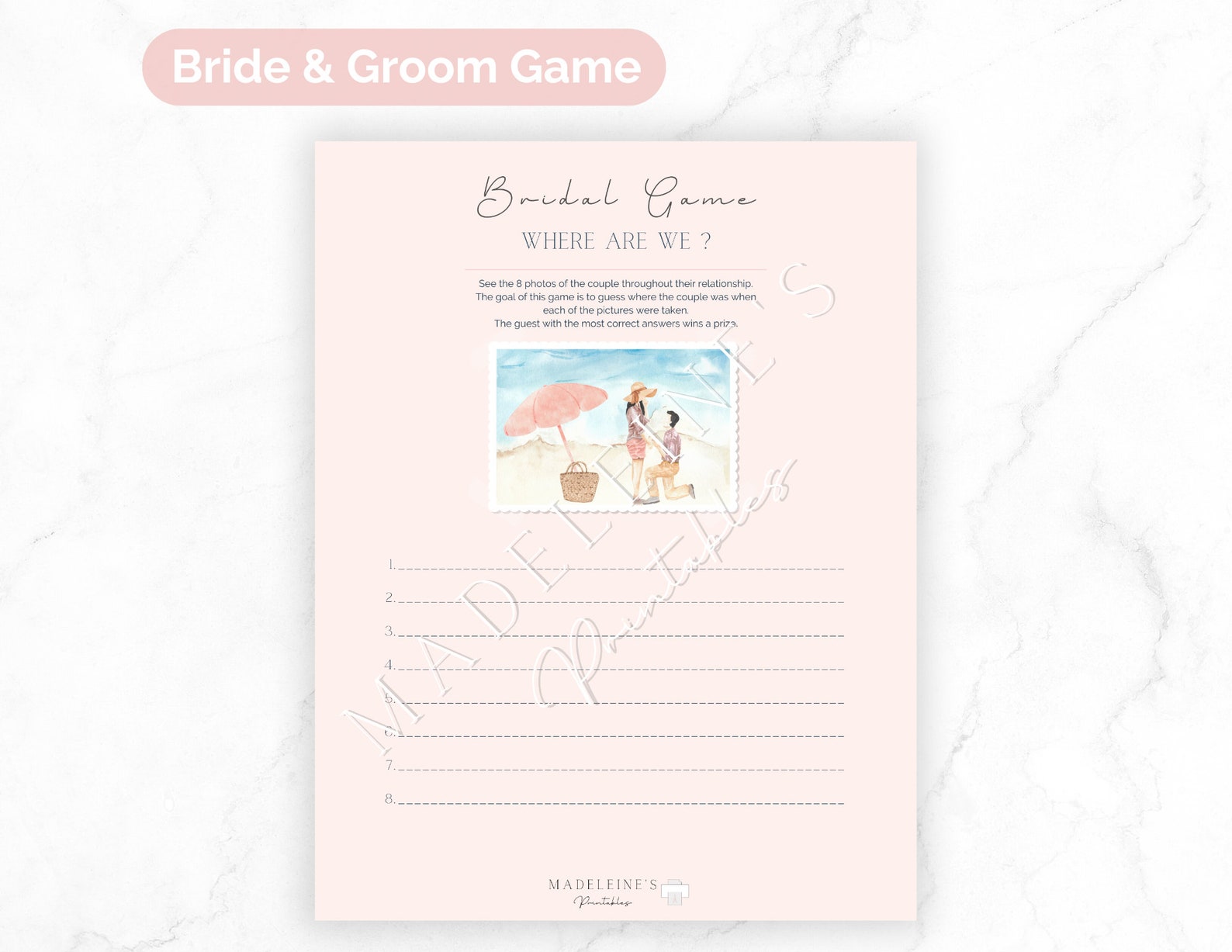 Where Were the Bride and Groom Bridal Shower Game Fun Bride and Groom ...