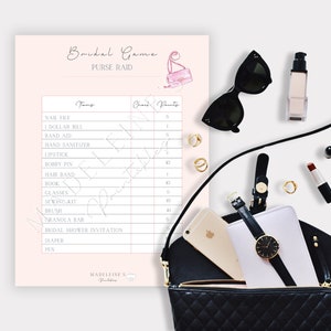 Bridal Shower Game Purse Raid Find What's in Your Purse Fun Bridal ...