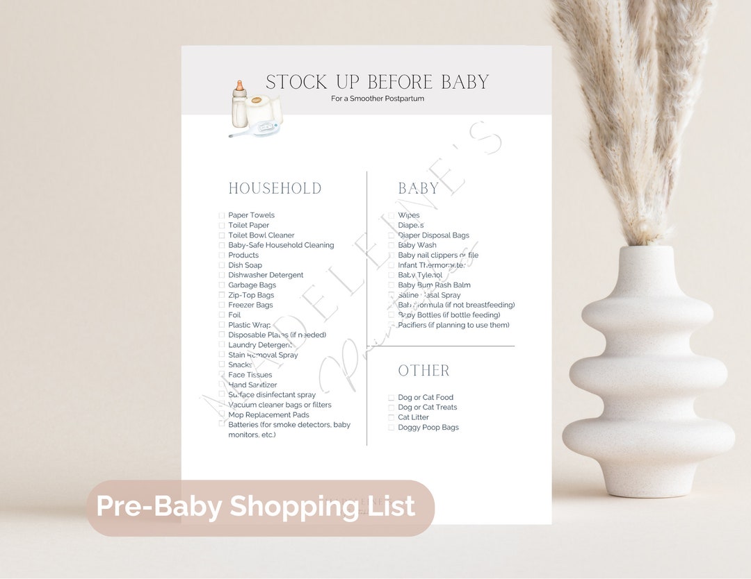 Pregnancy Checklist Pre-baby Stock up Items Postpartum Essential Prep ...