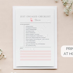 Just Engaged Checklist Engagement Era Gift Fiance Guide Wedding ...