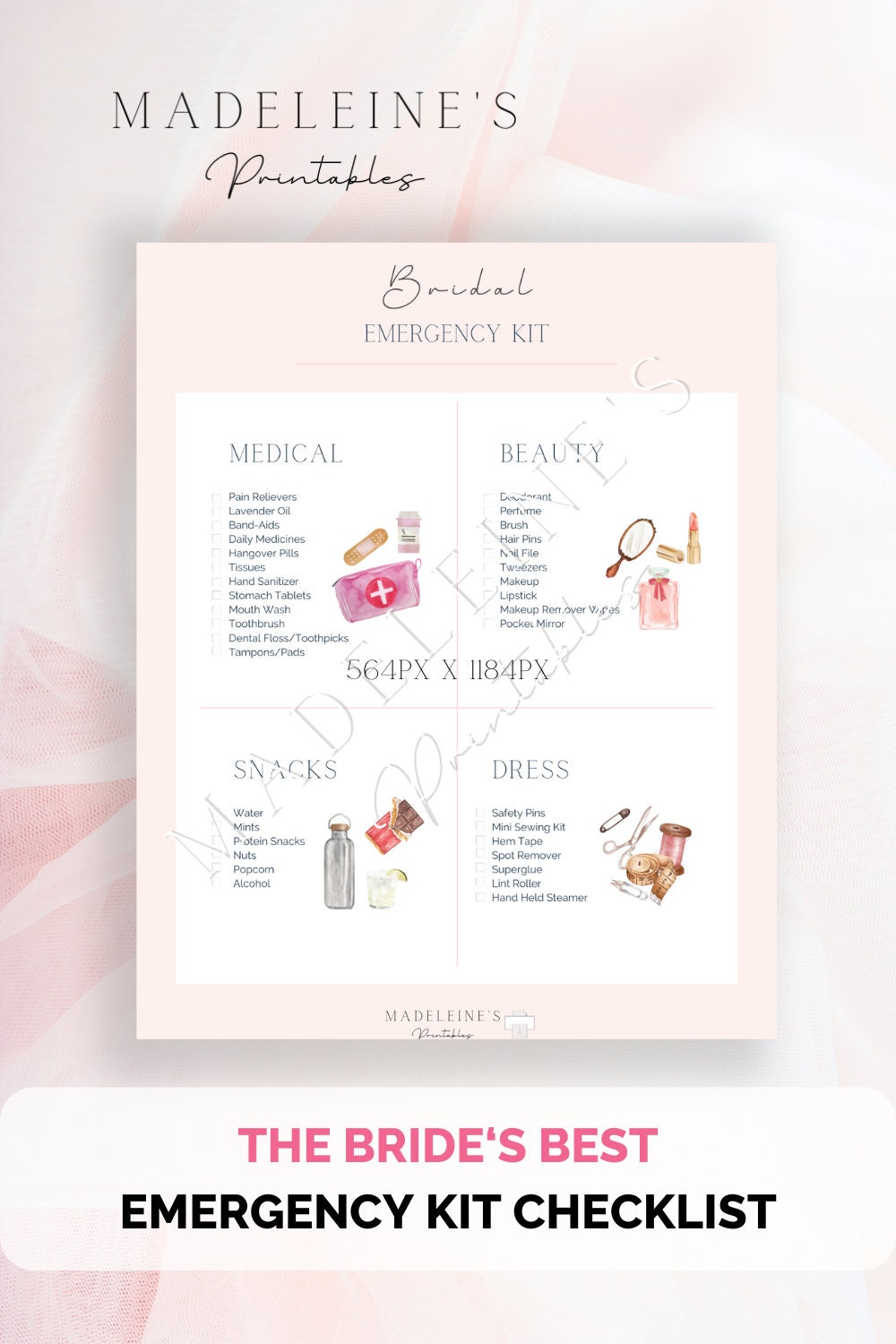 Bride Emergency Kit Checklist Maid of Honor Duties Wedding Day ...