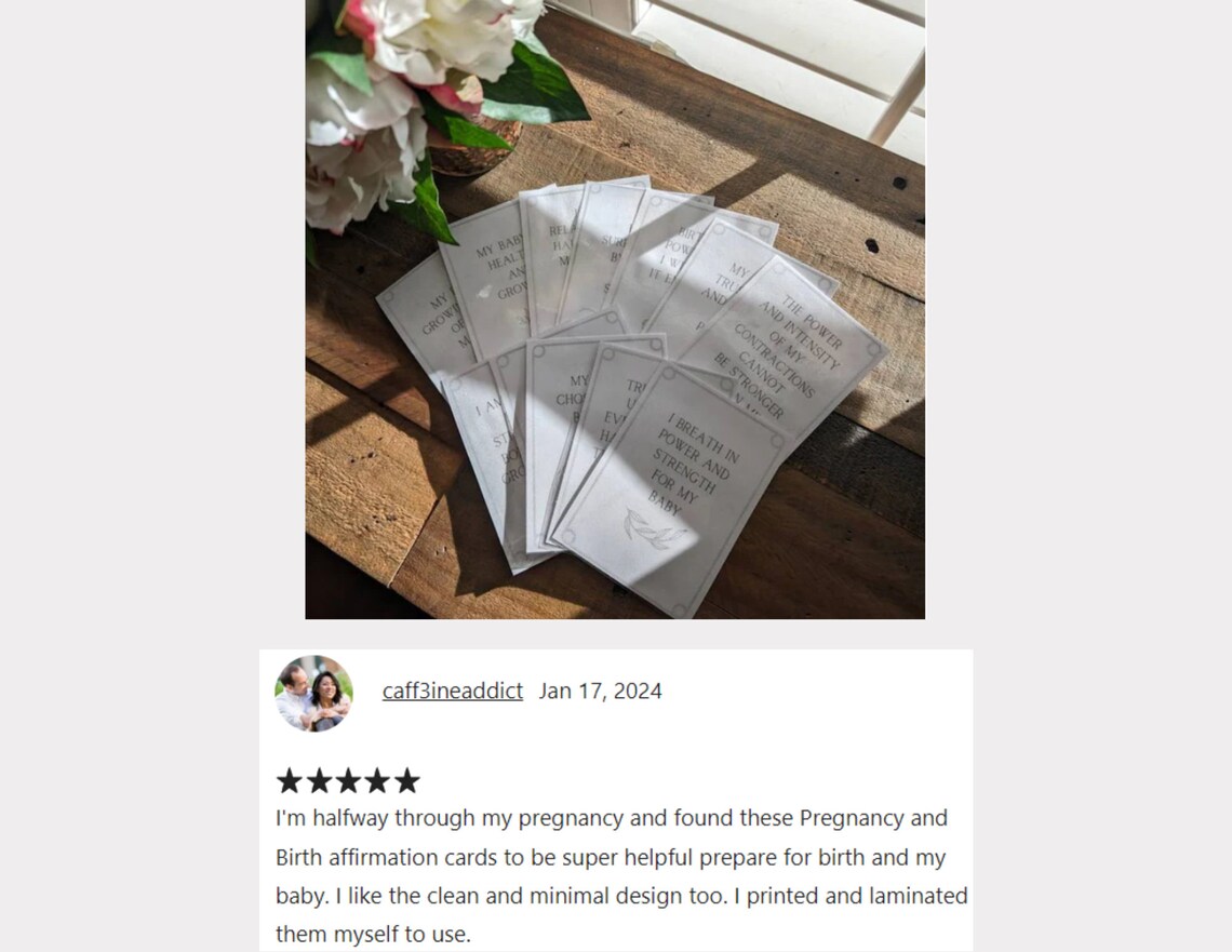 Positive Birth Affirmation Cards Baby Shower Gift Hypnobirthing Mom ...