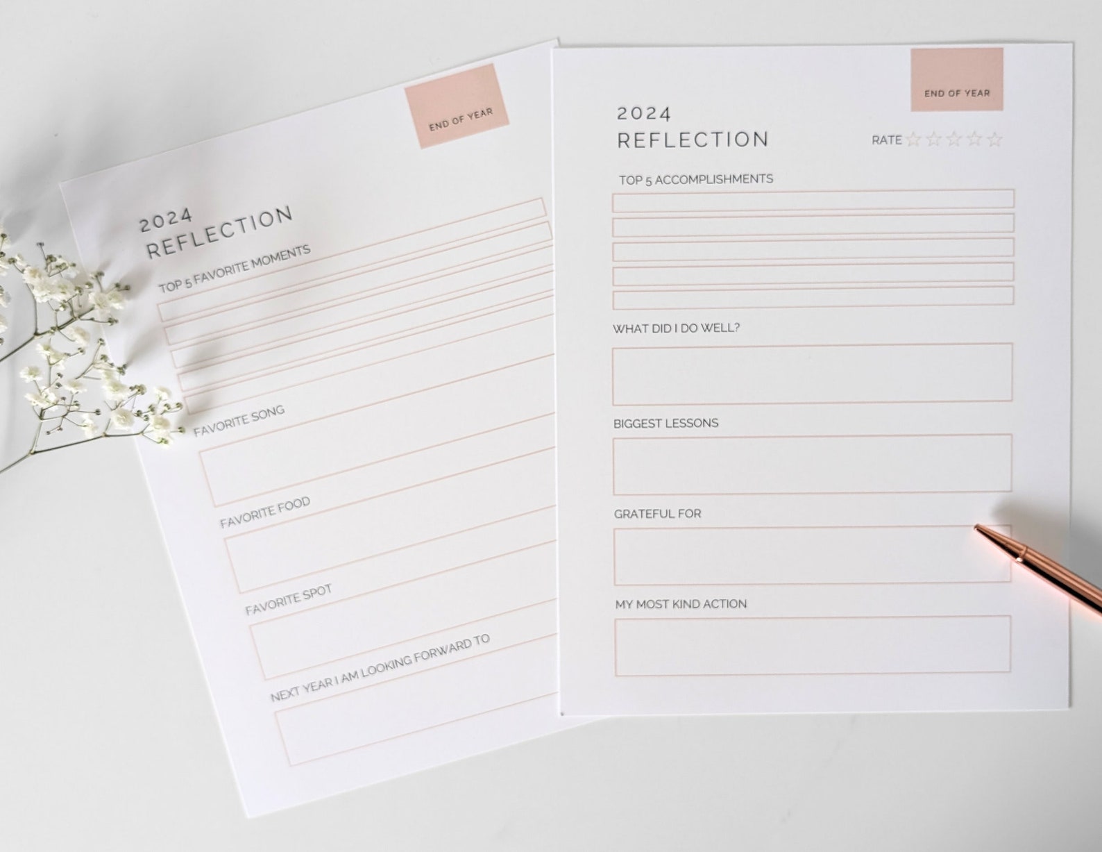 End of Year Reflection 2024 Yearly Goals Review Sheet Yearly Self ...