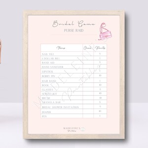 Bridal Shower Game Purse Raid Find What's in Your Purse Fun Bridal ...