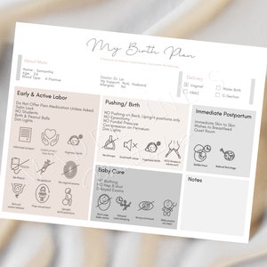 Birth Plan Template Personalized Labor and Delivery Plan Birth ...