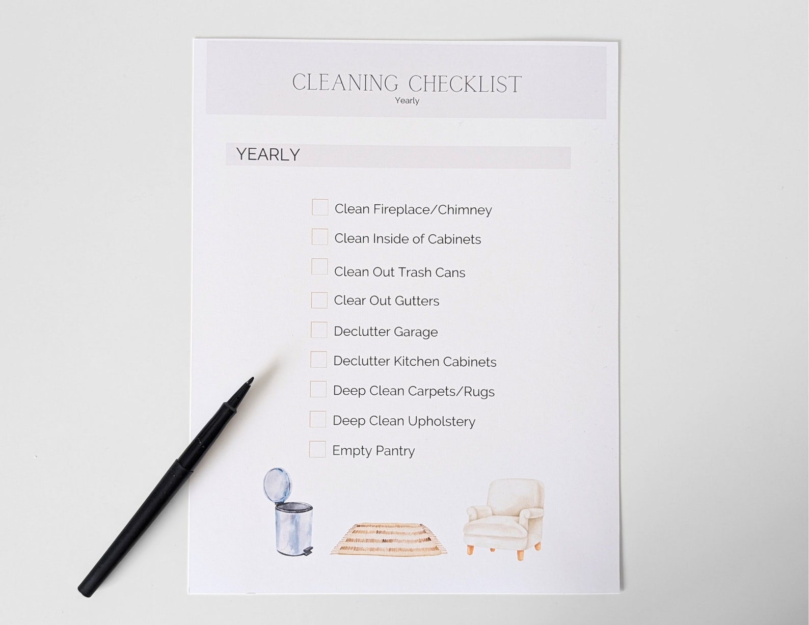 Cleaning Checklist Yearly House Chore List Yearly Spring Cleaning ...