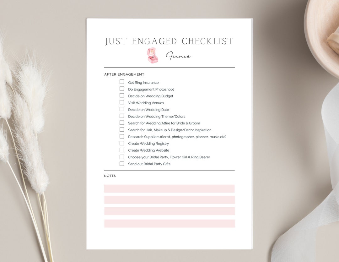 Just Engaged Checklist Engagement Era Gift Fiance Guide Wedding ...
