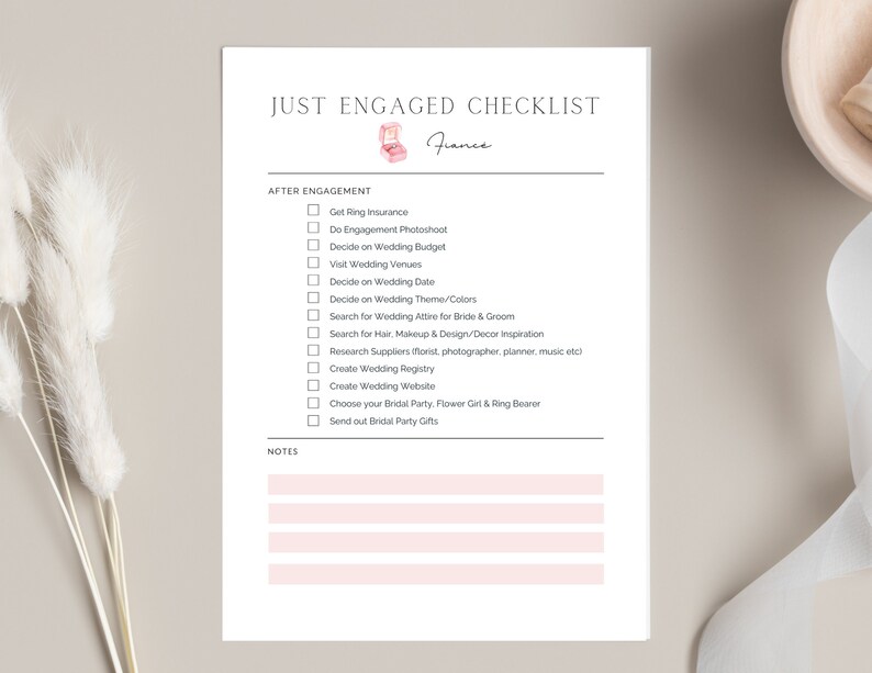 Just Engaged Checklist Engagement Era Gift Fiance Guide Wedding ...