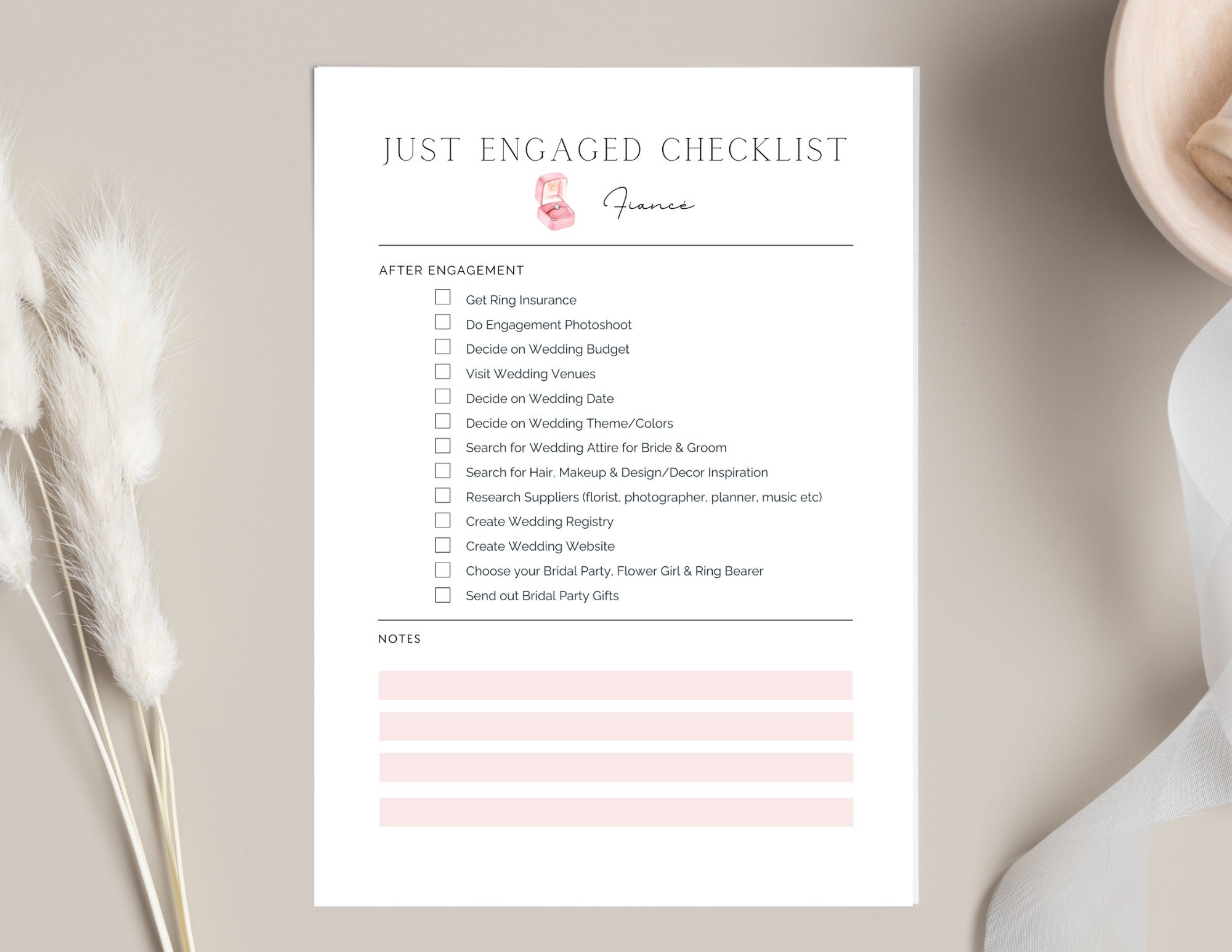 Just Engaged Checklist Engagement Era Gift Fiance Guide Wedding ...