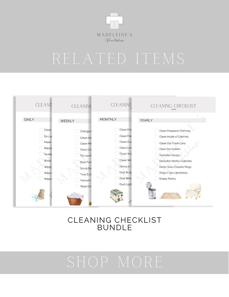 Cleaning Checklist Yearly House Chore List Yearly Spring Cleaning ...