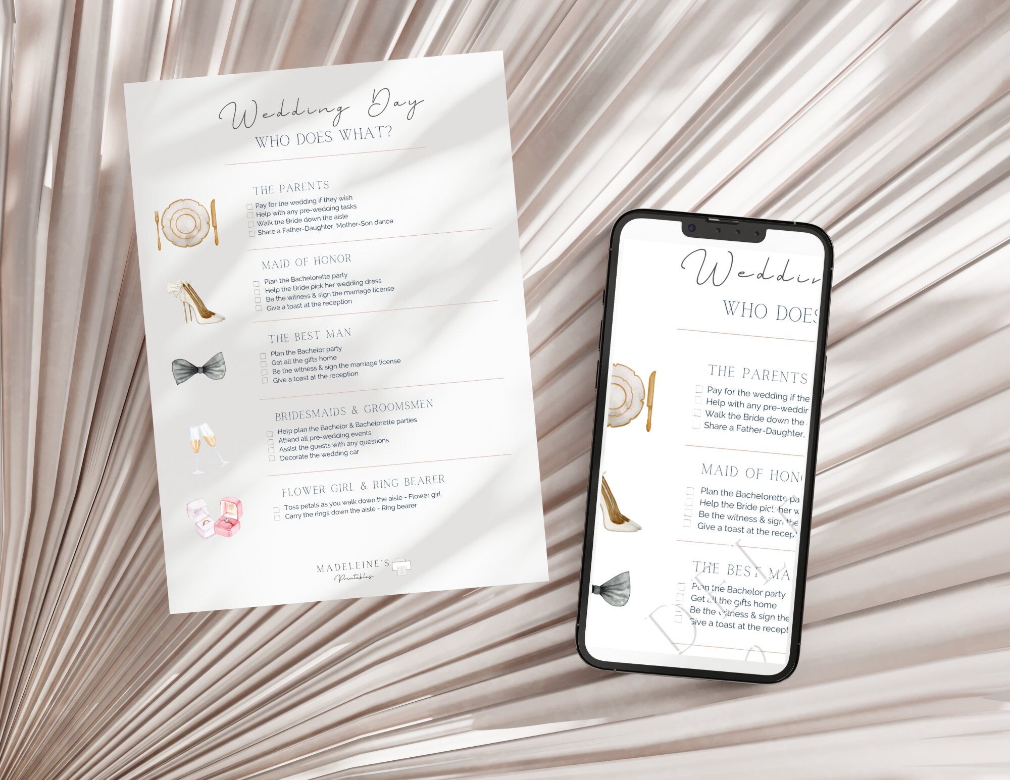 Wedding Day Guide Simple Printable Day of Wedding Responsibility ...