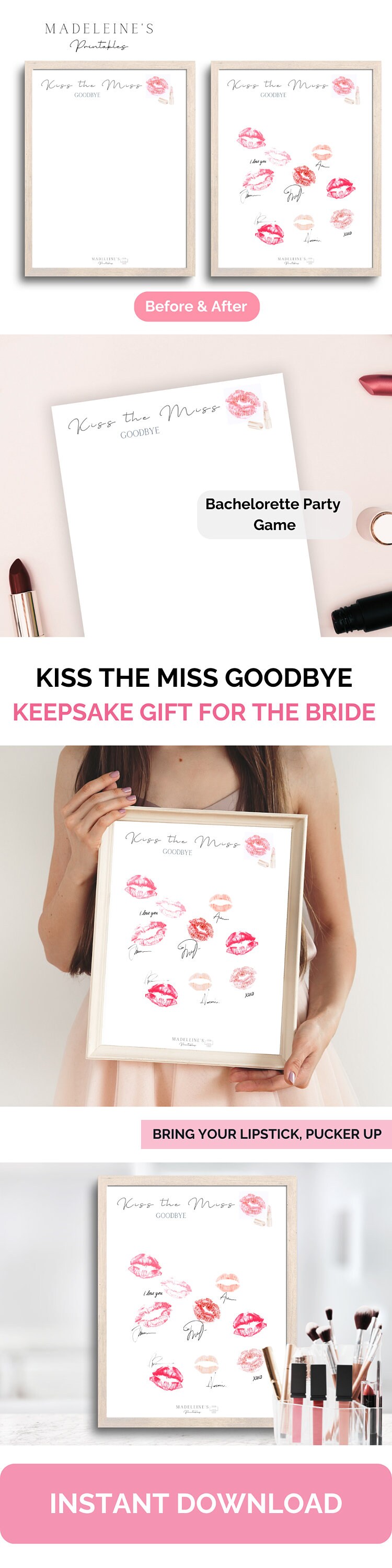 Kiss the Miss Goodbye Game Bachelorette Party Game Bridal Shower Miss ...