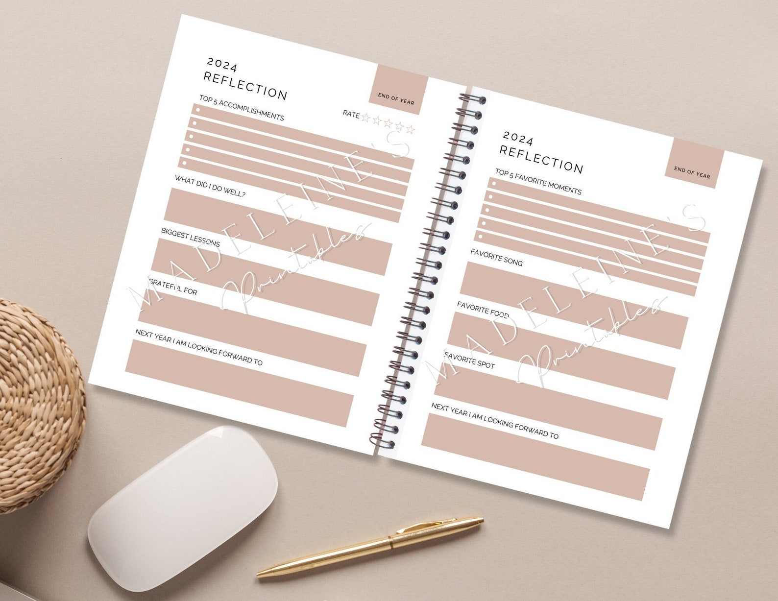 End of Year Reflection 2024 Yearly Goals Review Sheet Yearly Self ...