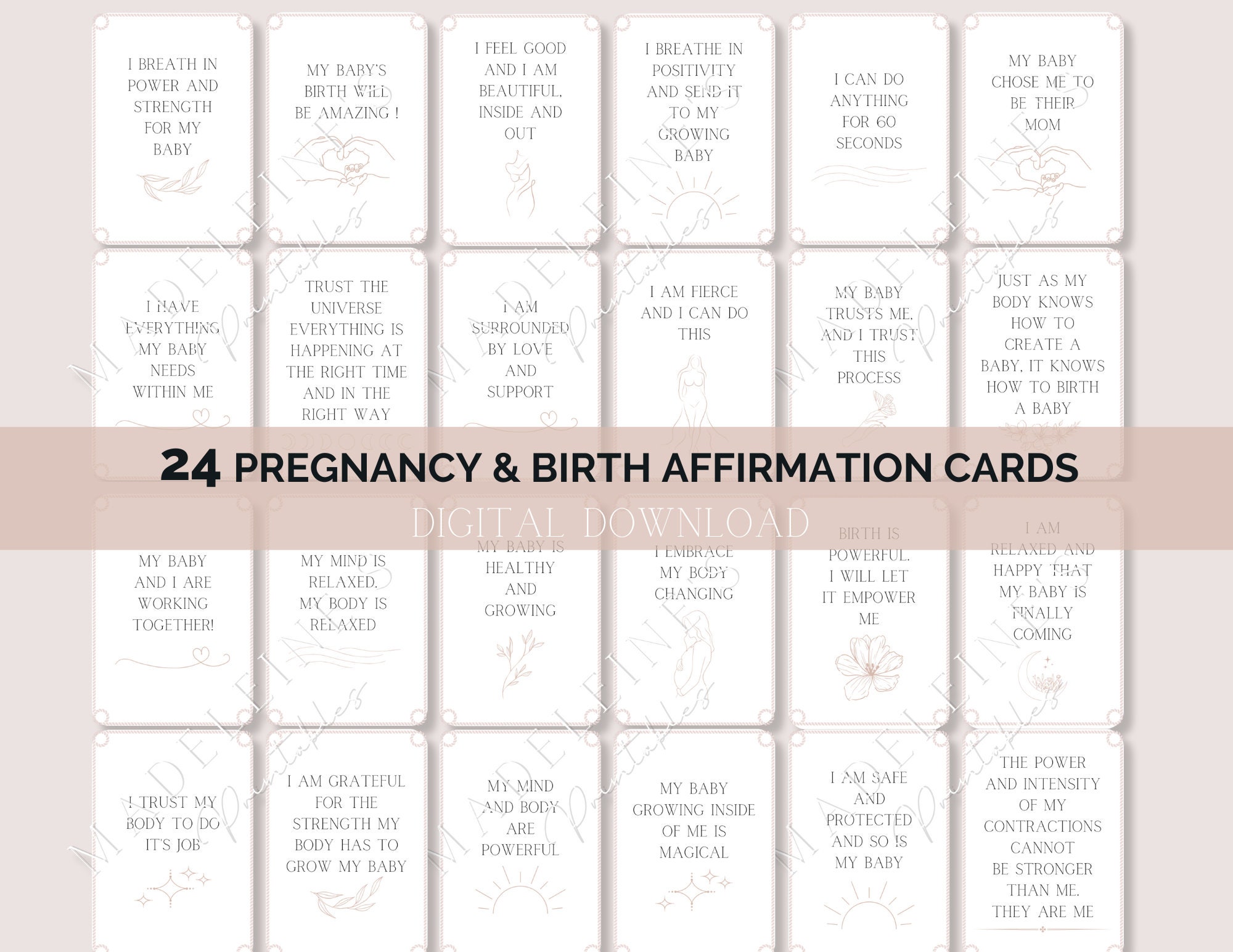 Positive Birth Affirmation Cards Baby Shower Gift Hypnobirthing Mom ...
