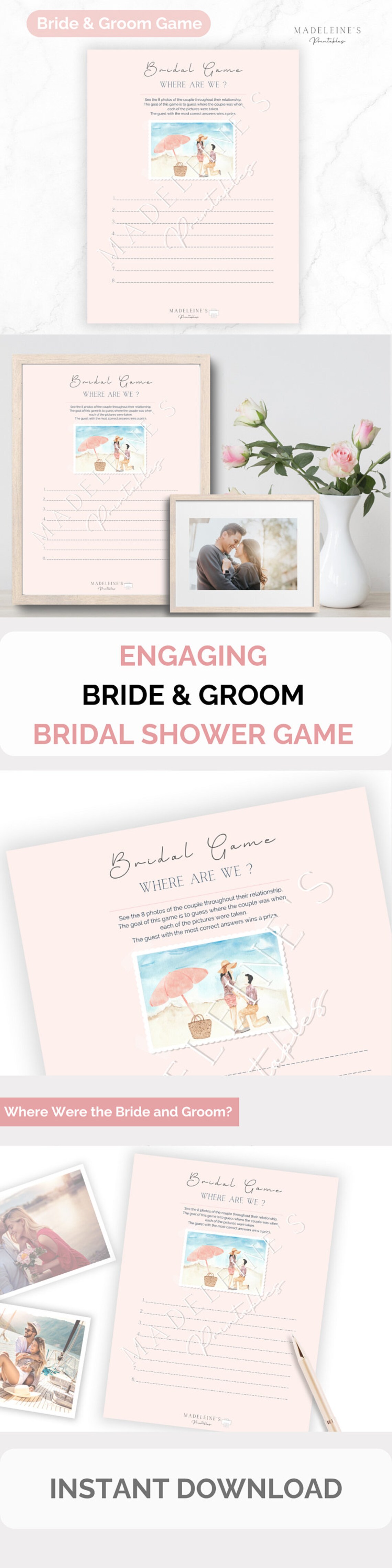 Where Were the Bride and Groom Bridal Shower Game Fun Bride and Groom ...