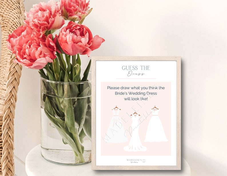 Guess the Dress Game Bridal Shower Sketch the Bride's Wedding Dress ...