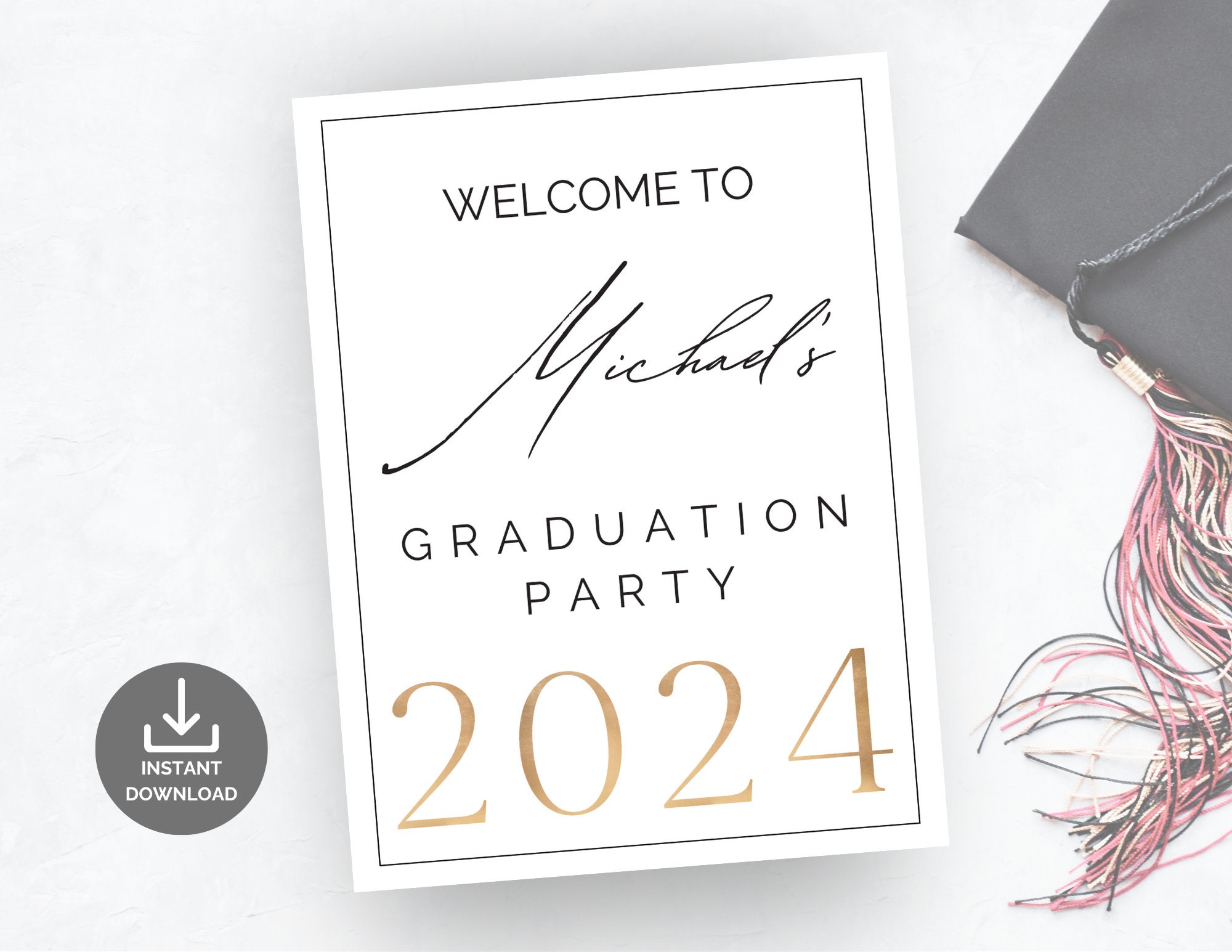 Graduation Welcome Sign Custom Name Grad Party Sign 2024 High School ...