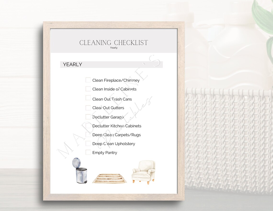 Cleaning Checklist Yearly House Chore List Yearly Spring Cleaning ...