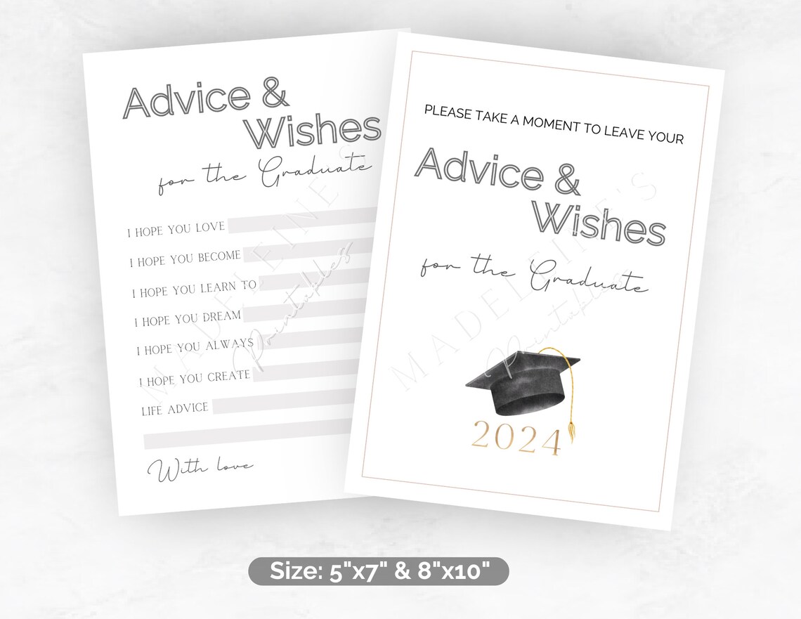 Graduation Wishes and Advice Card Class of 2024 Graduation Keepsake ...