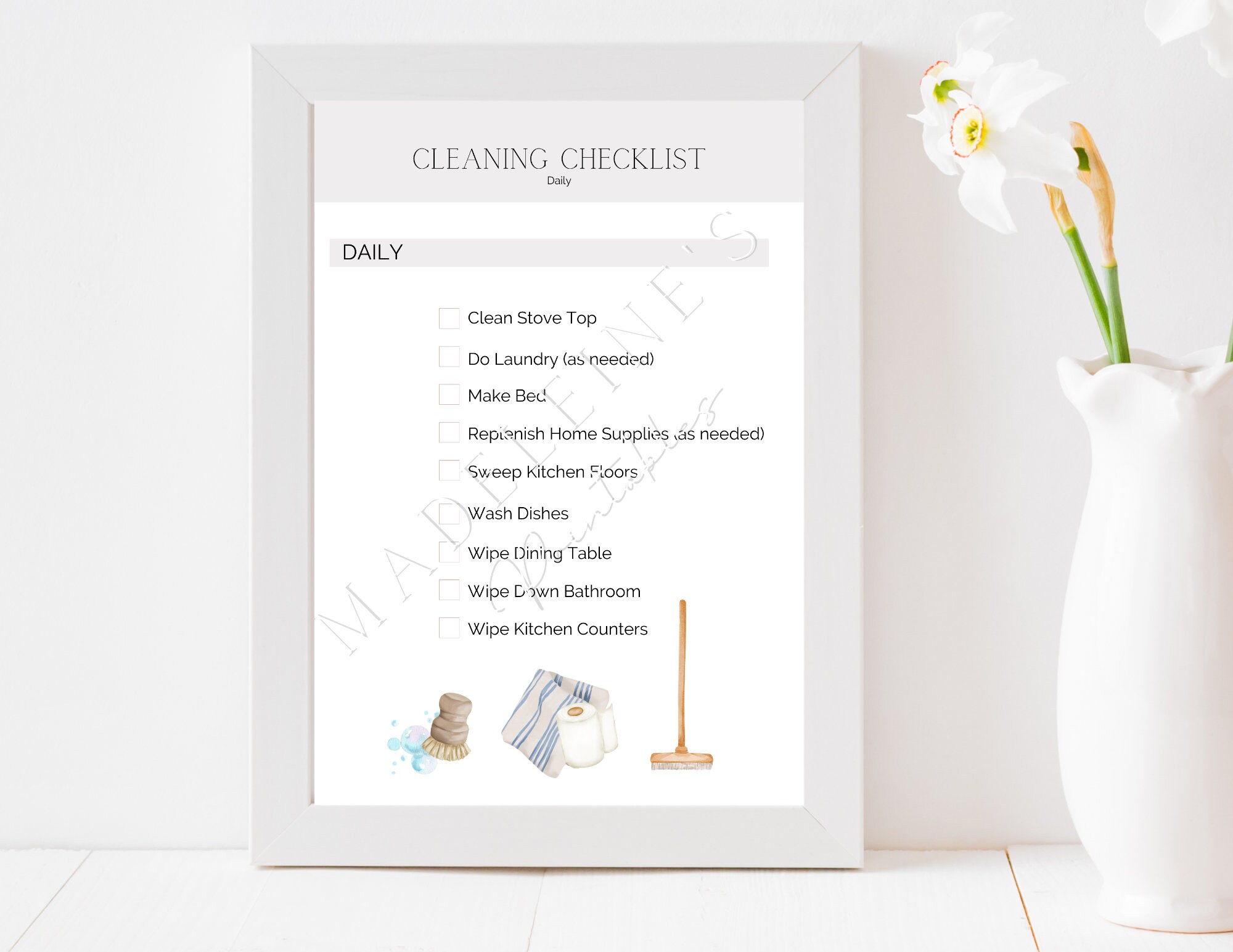 Cleaning Checklist Daily House Chore List Cleaning Routine Home ...