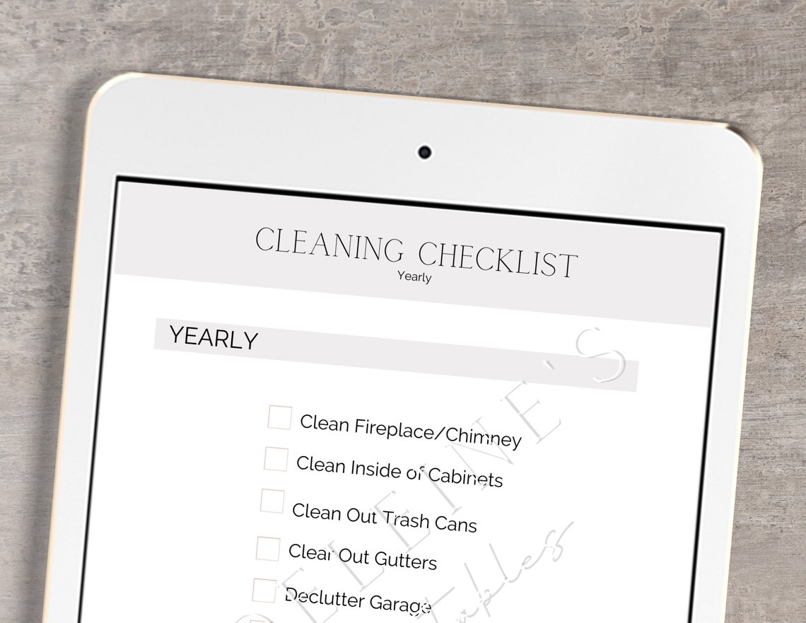Cleaning Checklist Yearly House Chore List Yearly Spring Cleaning ...