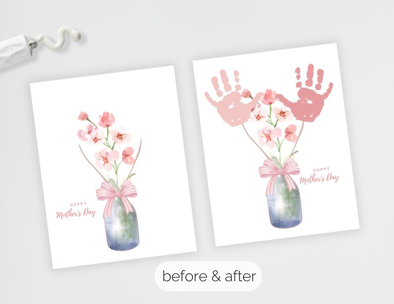 Customized Mother's Day Gift Idea Keepsake Baby Handprint Flower ...