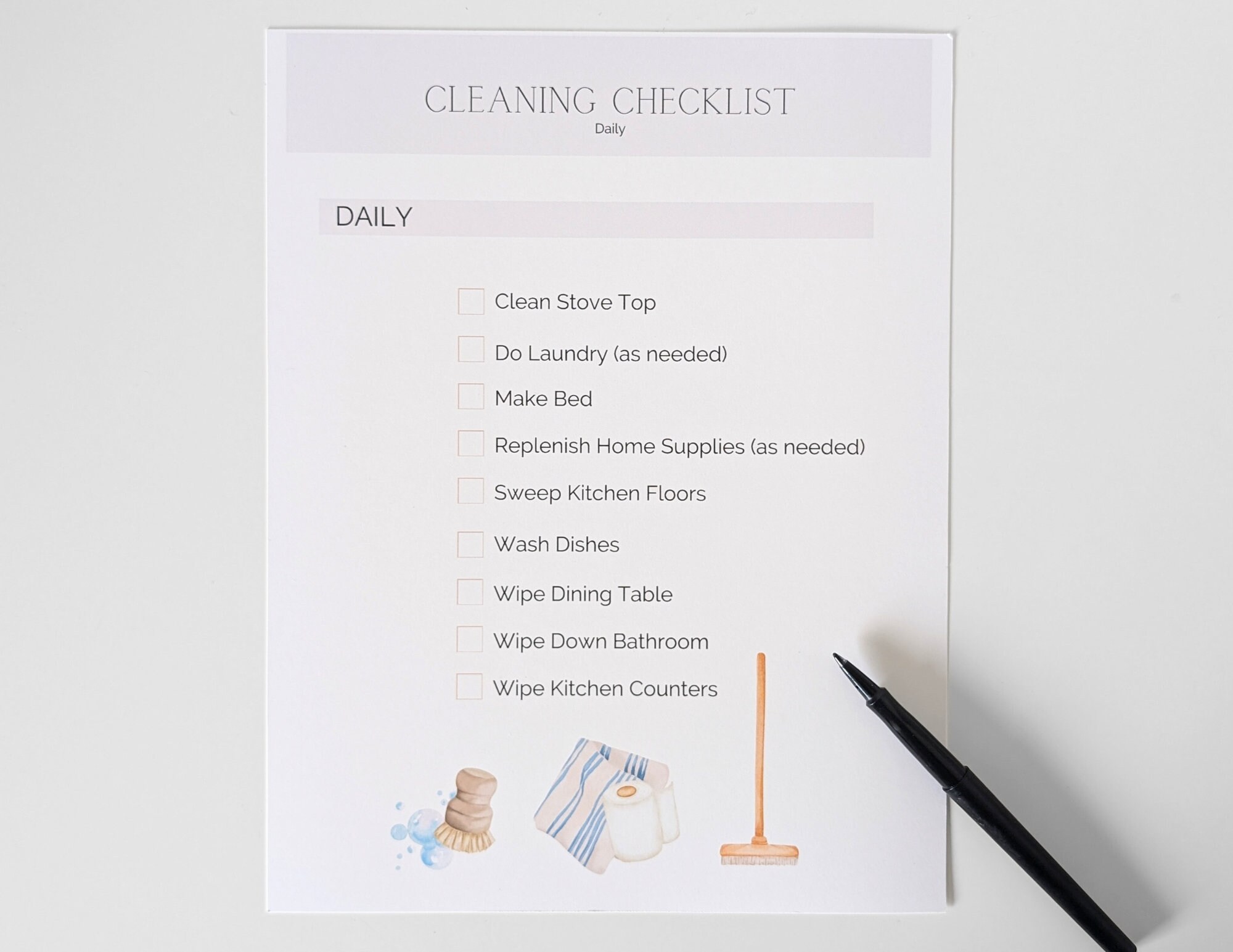 Cleaning Checklist Daily House Chore List Cleaning Routine Home ...