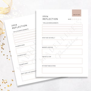 End of Year Reflection 2024 Yearly Goals Review Sheet Yearly Self- Reflection New Years Eve Gift ...