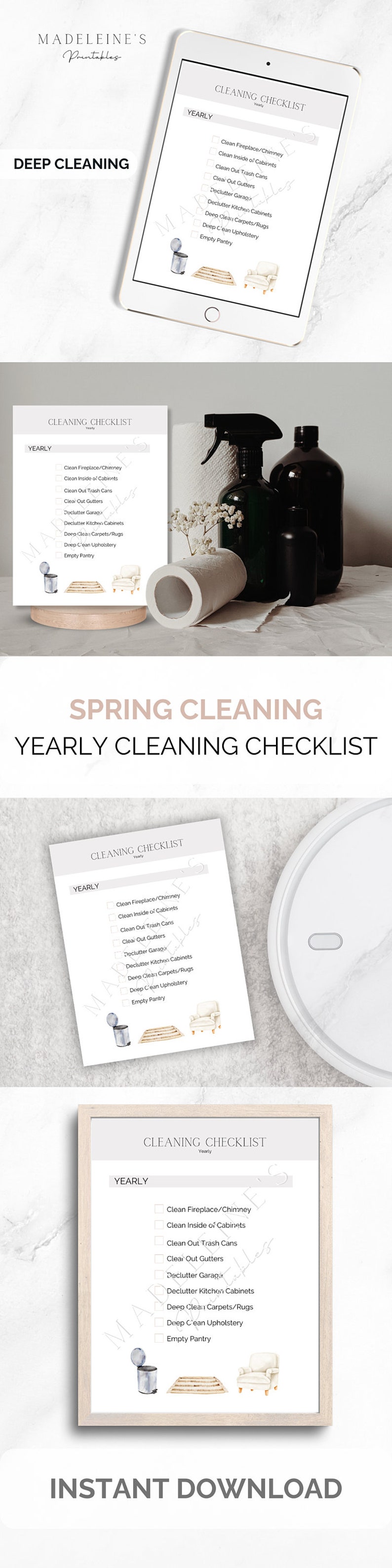 Cleaning Checklist Yearly House Chore List Yearly Spring Cleaning ...