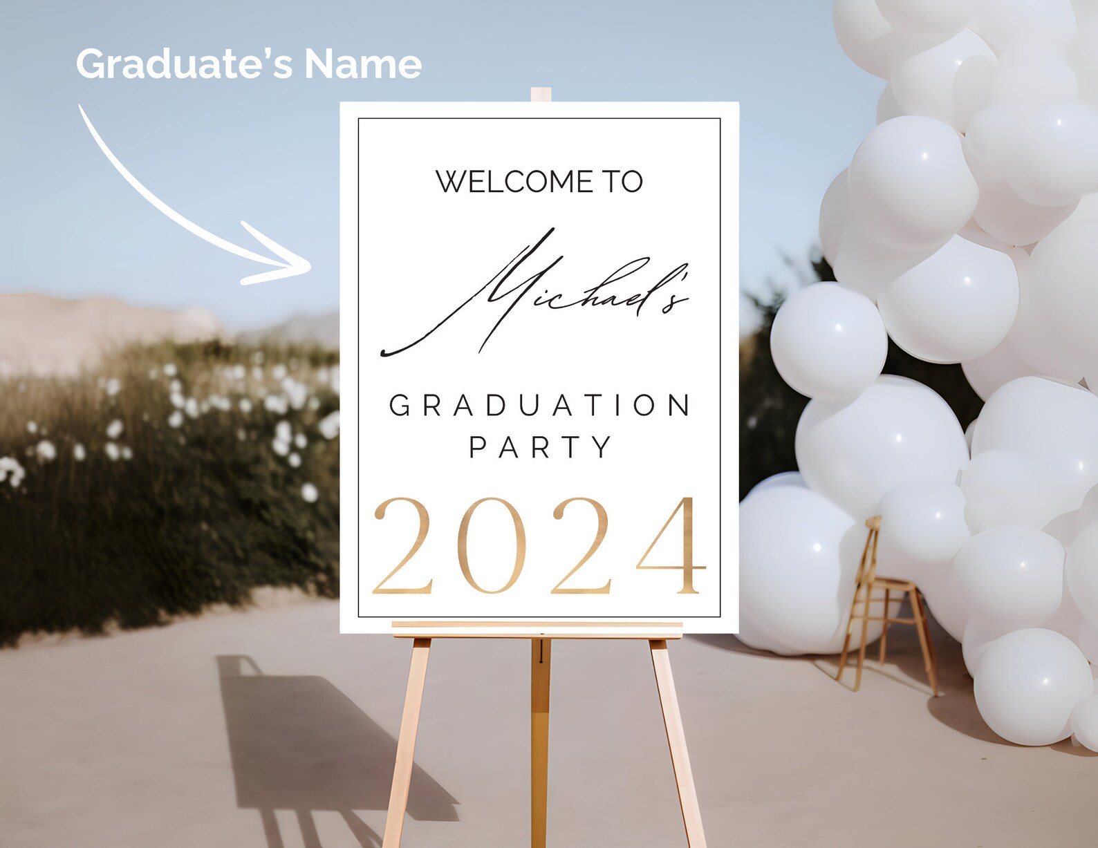 Graduation Welcome Sign Custom Name Grad Party Sign 2024 High School ...