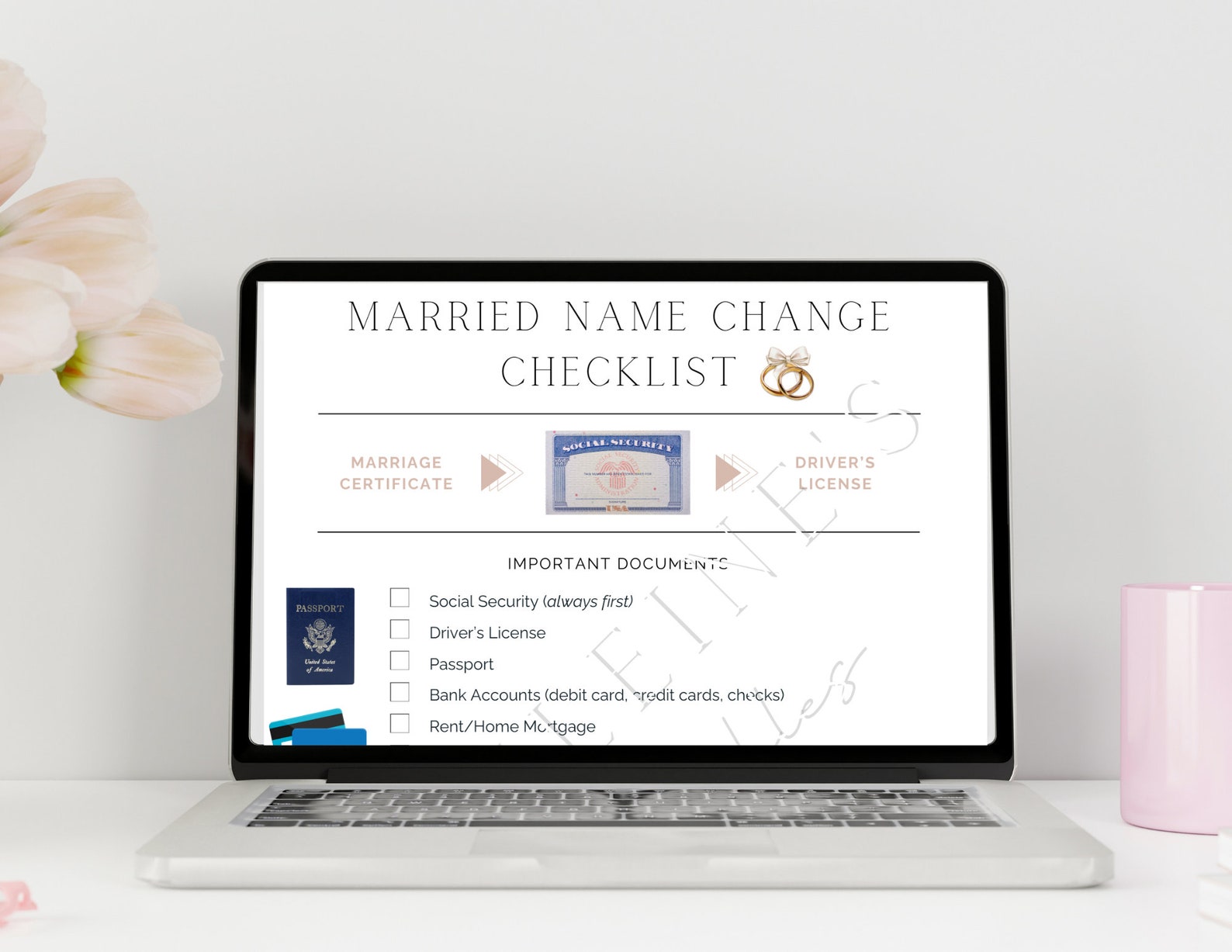 Miss to Mrs Name Change Checklist Bride Era Guide Bridal Shower Gift ...